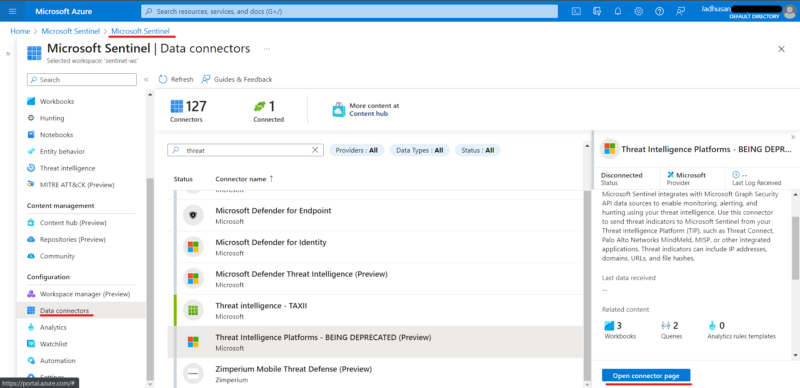 Microsoft Sentinel: Configuring Threat Intelligence Platform (TIP) Data ...
